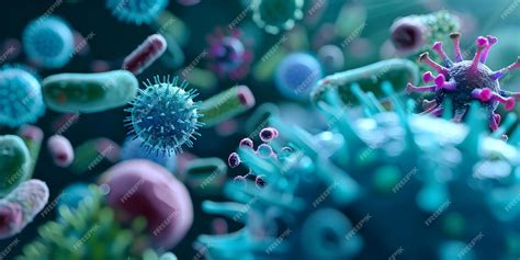 Microscopic View Of Various Bacteria Viruses And Microorganisms Under A Microscope Concept