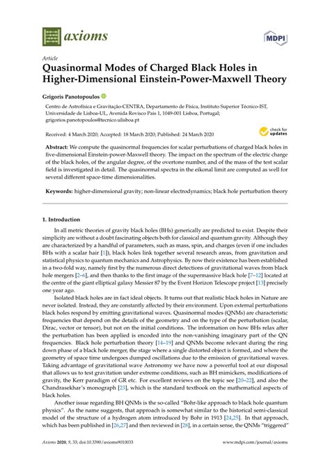 Pdf Quasinormal Modes Of Charged Black Holes In Higher Dimensional