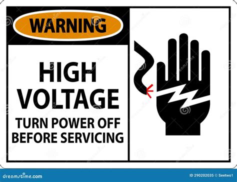 Warning Sign High Voltage Turn Power Off Before Servicing Stock