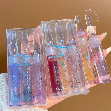 스몰 앰플 립 글로스 플럼 핑 투명한 모이스춰 라이징 글로스 립 오일 메이크업 샤이니 클리어 미러 립스틱 화장품 Tslm2