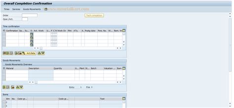 IW SAP Tcode Overall Completion Confirmation