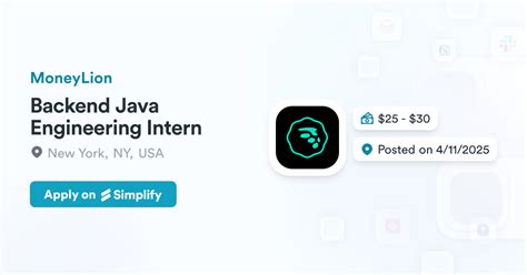 Backend Java Engineering Intern Moneylion Simplify Jobs