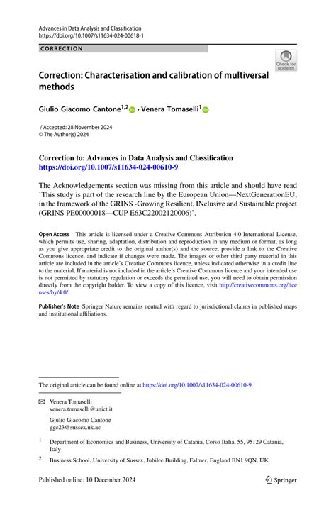 Pdf Correction Characterisation And Calibration Of Multiversal Methods