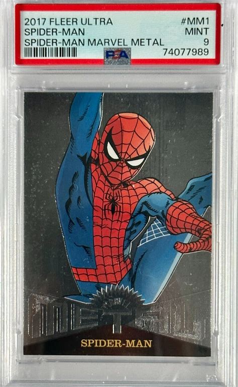 2017 Fleer Ultra Spider Man Marvel Metal Spider Man Mm1 Psa 9 Mint Ebay