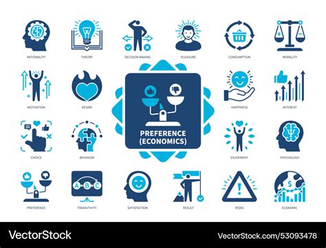 Preference Economics Solid Icon Set Royalty Free Vector