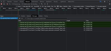 Question Failed To Parse Websocket Command Error On Dashboard Update State Issue