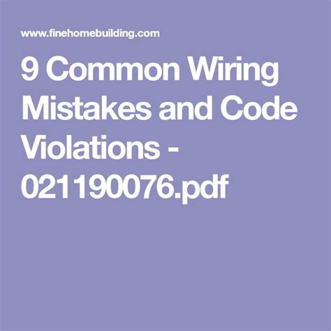 9 Common Wiring Mistakes And Code Violations 021190076pdf Coding