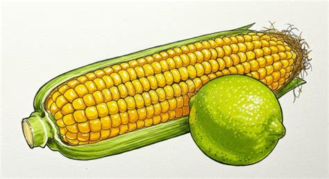 Closeup Of Fresh Corn And Lime Stock Illustration Illustration Of Life Corn 380331714