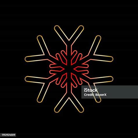 검은 색 배경에 고립 된 빨간색과 금색 눈송이 플랫 스노우 아이콘 실루엣 새해 테마입니다 벡터 일러스트레이션 12월에 대한 스톡 벡터 아트 및 기타 이미지 Istock