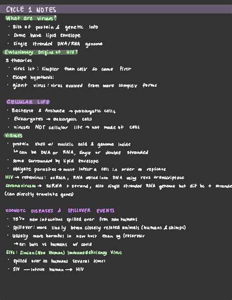 Cycle 1 Summary Notes Cycle 1 Notes What Are Viruses Bits Of