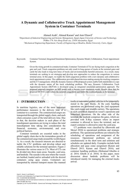 Pdf A Dynamic And Collaborative Truck Appointment Management System