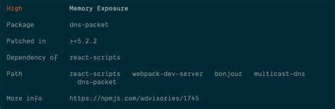 Npm Audit Failure High Severity Due To Dns Packet Issue Facebook Create React App