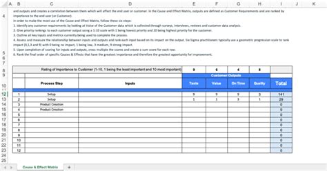 Cause And Effect Matrix Template Six Sigma Software Online Tools