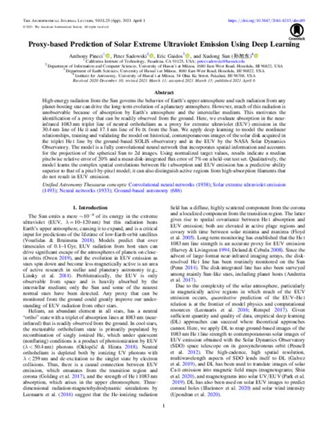 Pdf Proxy Based Prediction Of Solar Extreme Ultraviolet Emission Using Deep Learning