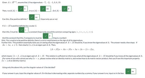 Solved Given AR Assume That A Has Eigenvalues Chegg Com