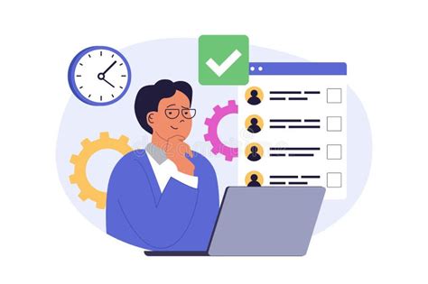 Online Voting Concept In Modern Flat Design For Web Man Thinking And Making Political Decision