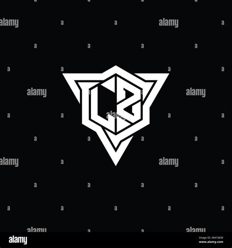 Lz Letter Logo Monogram Hexagon Shape With Triangle Outline Sharp Slice Style Design Template