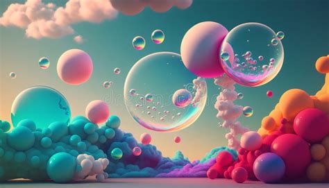 3d Rendering Of Colorful Abstract Background With Bubbles And Balls 3d