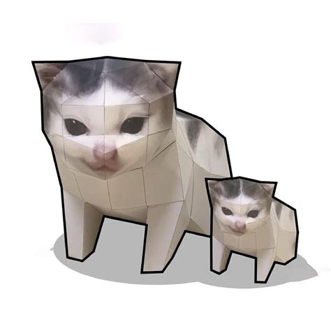 13 Cm Cat The Head Of State Roared Cat Meme Emoji Paper Model Handmade Diy Origami Cute Assembly