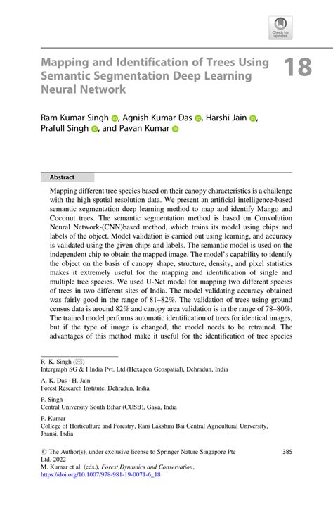 Pdf Mapping And Identification Of Trees Using Semantic Segmentation