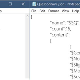 Sample Screenshot Of The Configuration File And Questionnaire JSON File Download Scientific