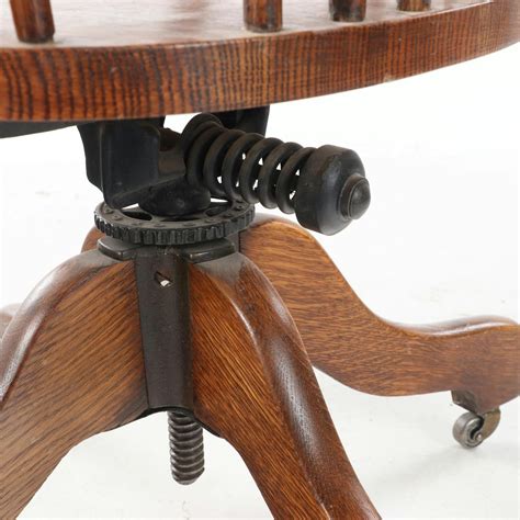 J S Ford Johnson And Co Quartersawn Oak Swivel Tilt Desk Chair Circa