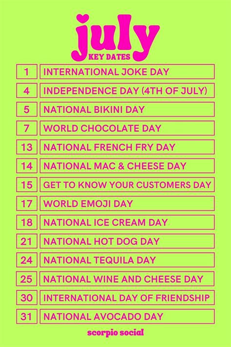 National Day Calendar July 2026 Free 2025 Calendar Printable