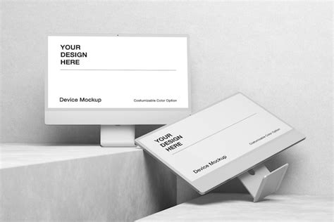 Premium Psd Customizable Computer Mockup On Minimalist Modern Background