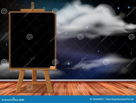 Blackboard In The Room With Space Wallpaper Stock Vector Illustration