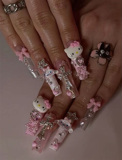 Hello Kitty Nail Inspo In 2025 Hello Kitty Nails Hello Kitty Nails