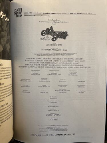 A Christmas Story Broadway Tour Playbill Dec 2023 Ahmanson Theatre