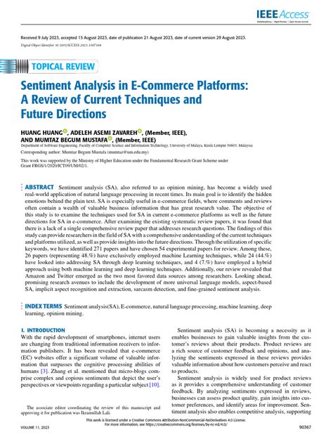 Sentiment Analysis In E Commerce Platforms A Review Of Current Techniques And Future Directions