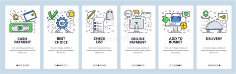 Vector Web Site Linear Art Onboarding Screens Template Online Money
