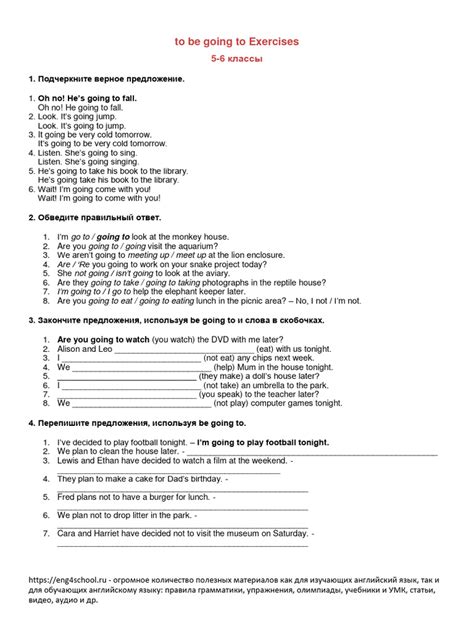to be going to exercises 5 6 klassy pdf