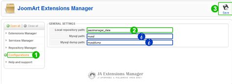 ja extension manager admin panel joomlart