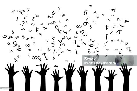 숫자를 비행 손 흩어진 요소의 벡터 장식 모노크롬 절연 실루엣 개념 적 그림입니다 Charitable Foundation에 대한 스톡 벡터 아트 및 기타 이미지