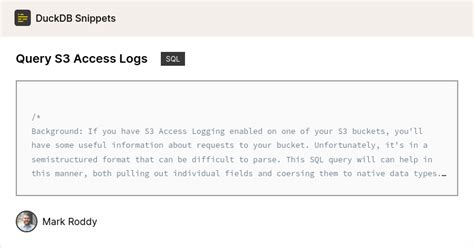 Query S3 Access Logs Duckdb Snippets