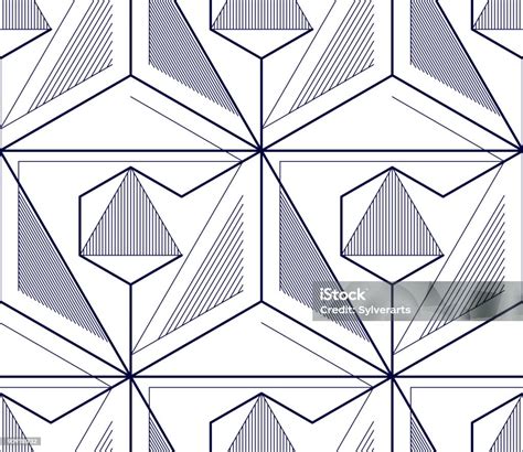 기하학적 3d 라인 추상적인 완벽 한 패턴 벡터 배경 기술 스타일 엔지니어링 라인 드로잉 끝 없는 그림입니다 단일 색상 흑인과