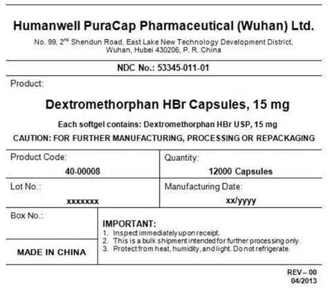 Dextromethorphan Hbr Capsules 15 Mg Liquid Filled