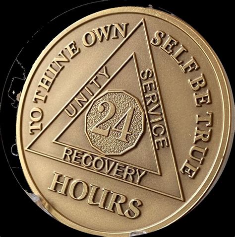 Large 24 Hours Aa Medallion Heavy 1 5 Inch Premium Bronze Sobriety Chip