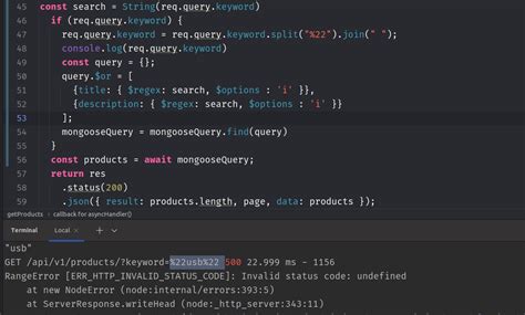 Nodejs Error When Trying To Search For Words Through Queries Expressjs Stack Overflow