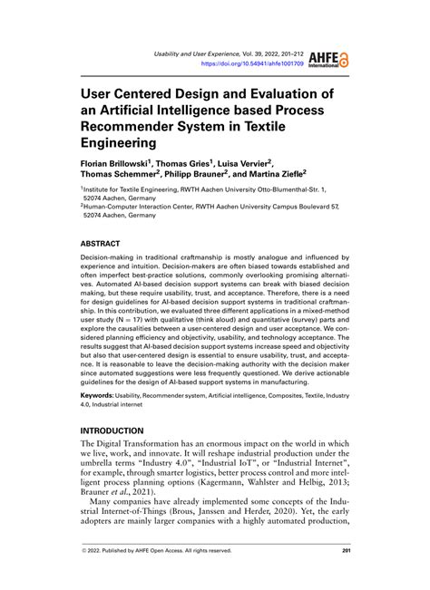 pdf user centered design and evaluation of an artificial intelligence