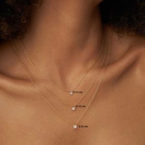Princess Cut Diamond Necklace 14k Solid Gold Diamond Solitaire