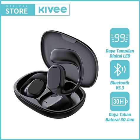 Jual Kivee Earphone Tws Wireless Sports Ear Clip On Bluetooth Stereo Hifi Noise Cancelling