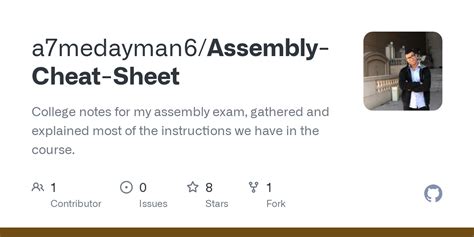 Github A7medayman6 Assembly Cheat Sheet College Notes For My Assembly Exam Gathered And