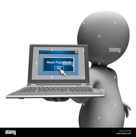 Weak Password Laptop Shows Online Vulnerability And Internet Threat
