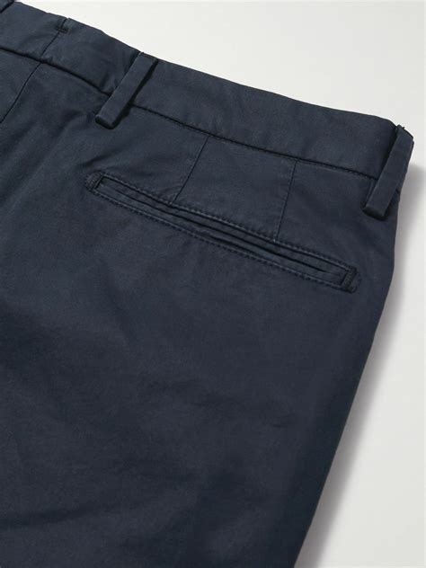 Boglioli Tapered Cotton Blend Twill Trousers Blue Boglioli