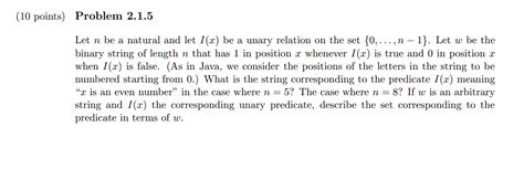 Solved Let N Be A Natural And Let I X Be A Unary Relation Chegg Com