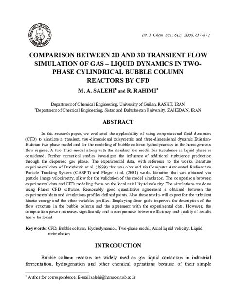 Pdf Comparison Between 2d And 3d Transient Flow Simulation Of Gas Liquid Dynamics In Two Phase