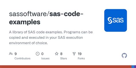 Github Sassoftware Sas Code Examples A Library Of Sas Code Examples Programs Can Be Copied